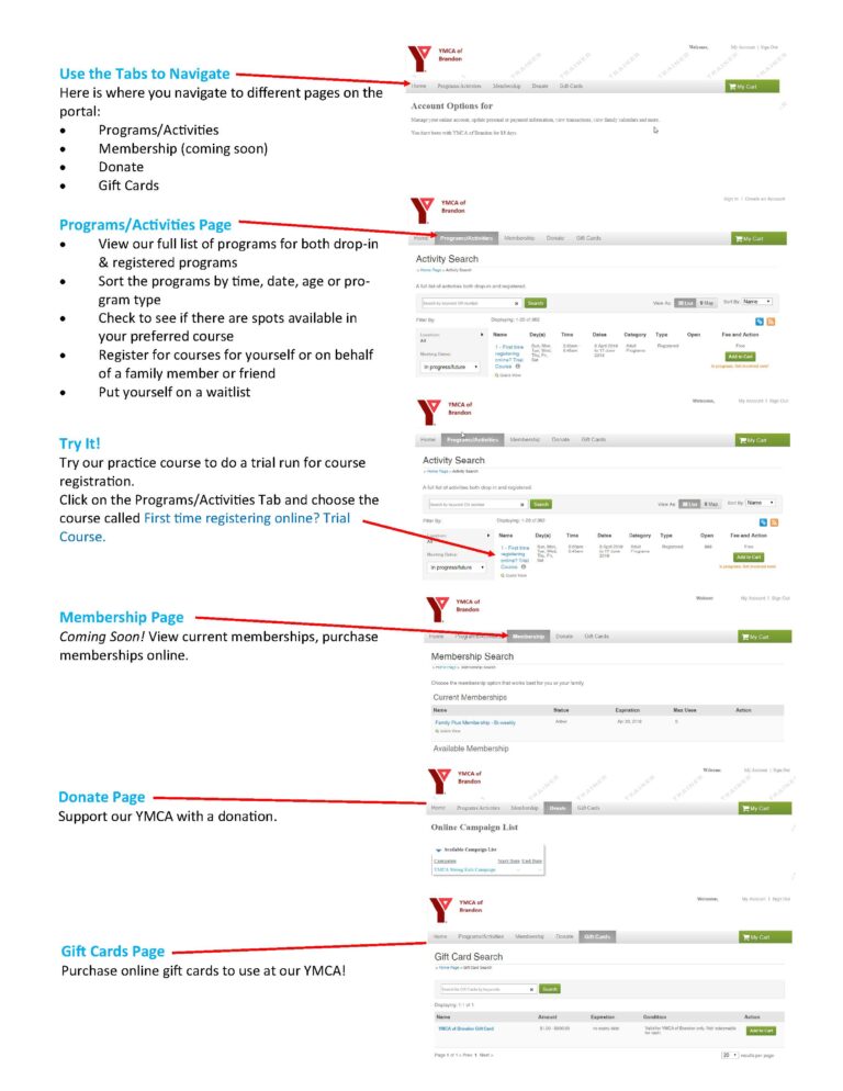 YMCA Brandon | My Online Account