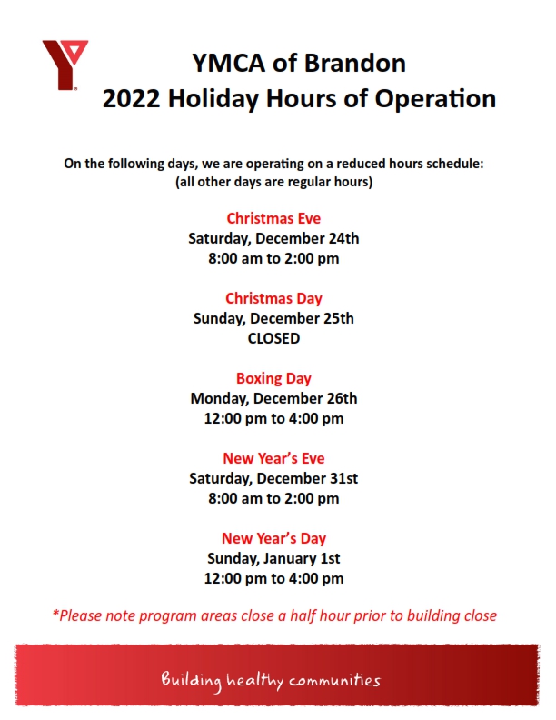 YMCA Brandon | Facility Notices